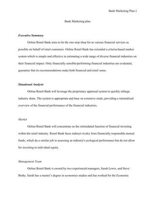 Bank marketing plan 1 | DOCX