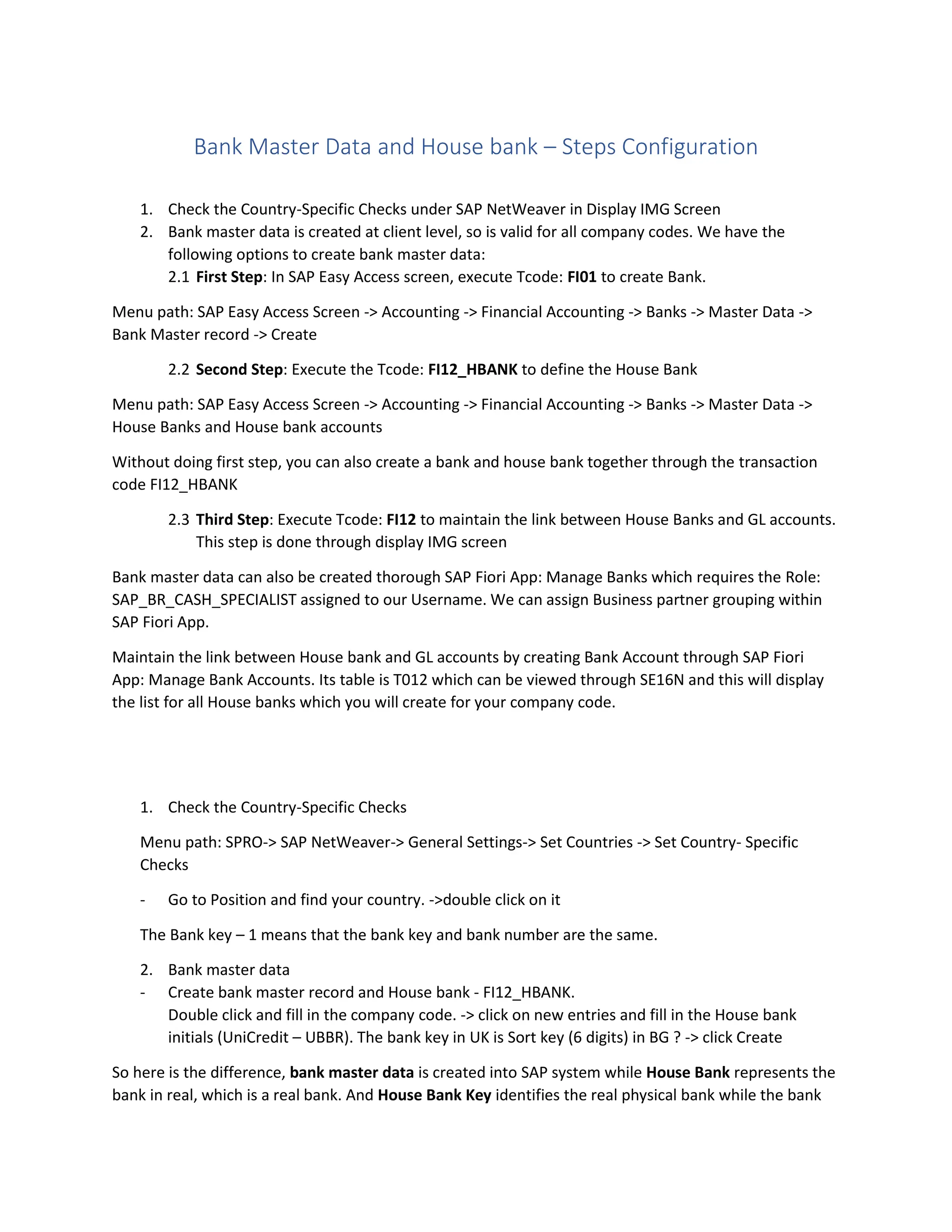 Bank Master Data, House bank, APP and DMEE.docx