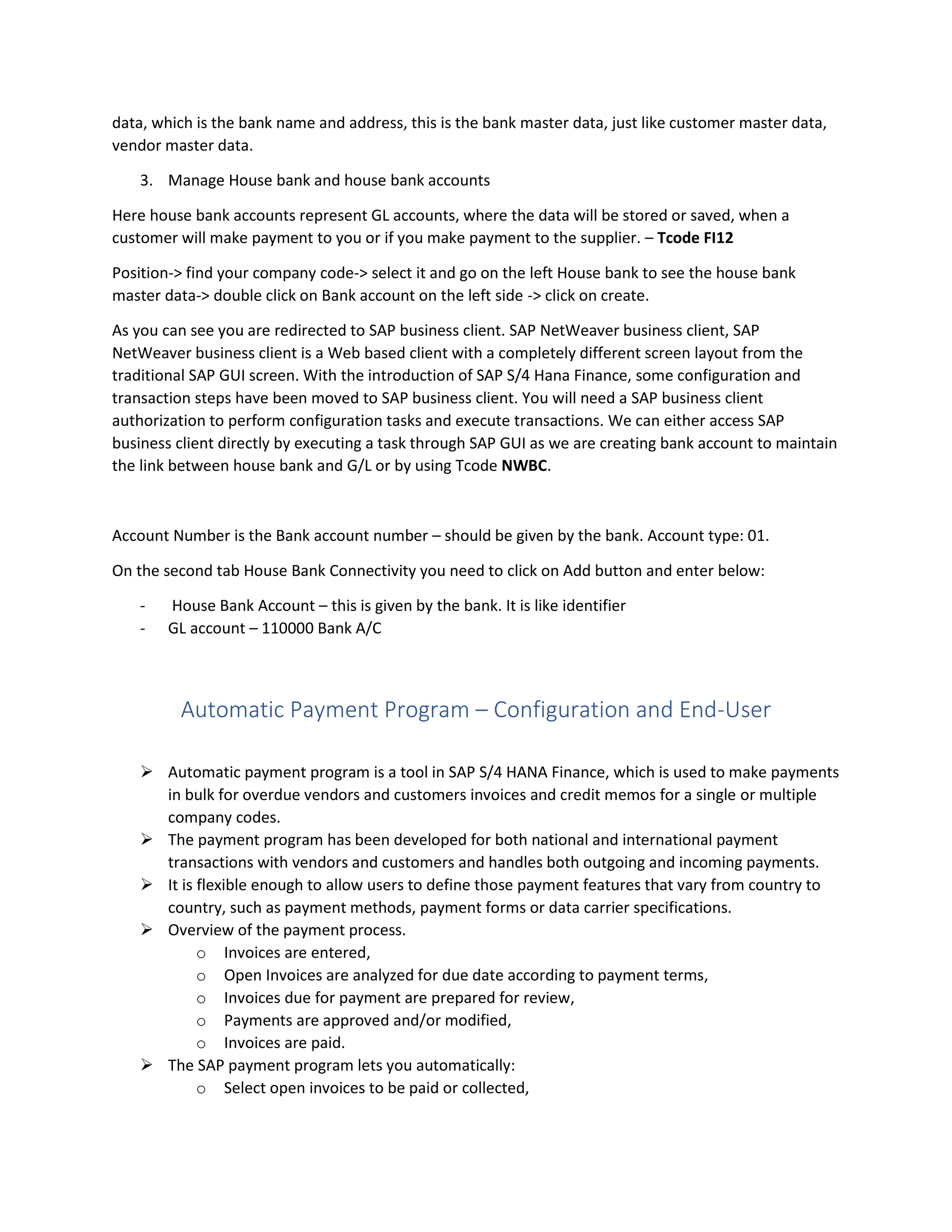 Bank Master Data, House bank, APP and DMEE.docx
