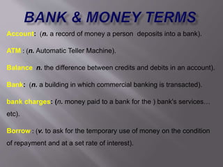 Bank & Money Vocabulary | PPT