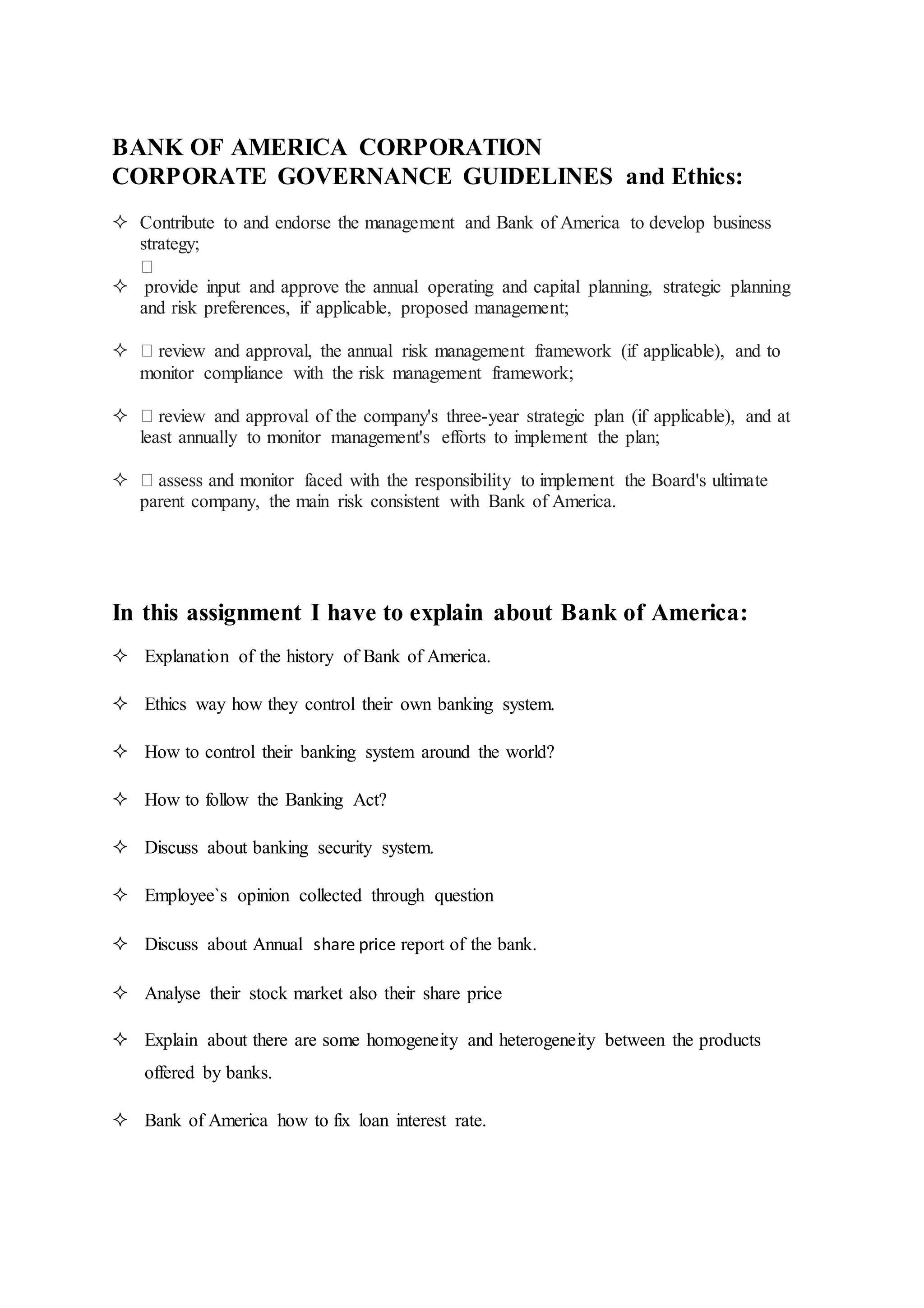 Bank of america action plan | DOCX