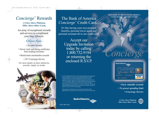 Bank Of America Concierge Card Package Brochure | PPT
