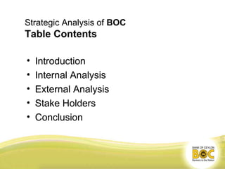 Bank of ceylon Strategy Analysis | PPT