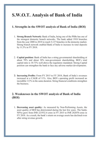 Bank of India: Organizational Study (2018) | PDF