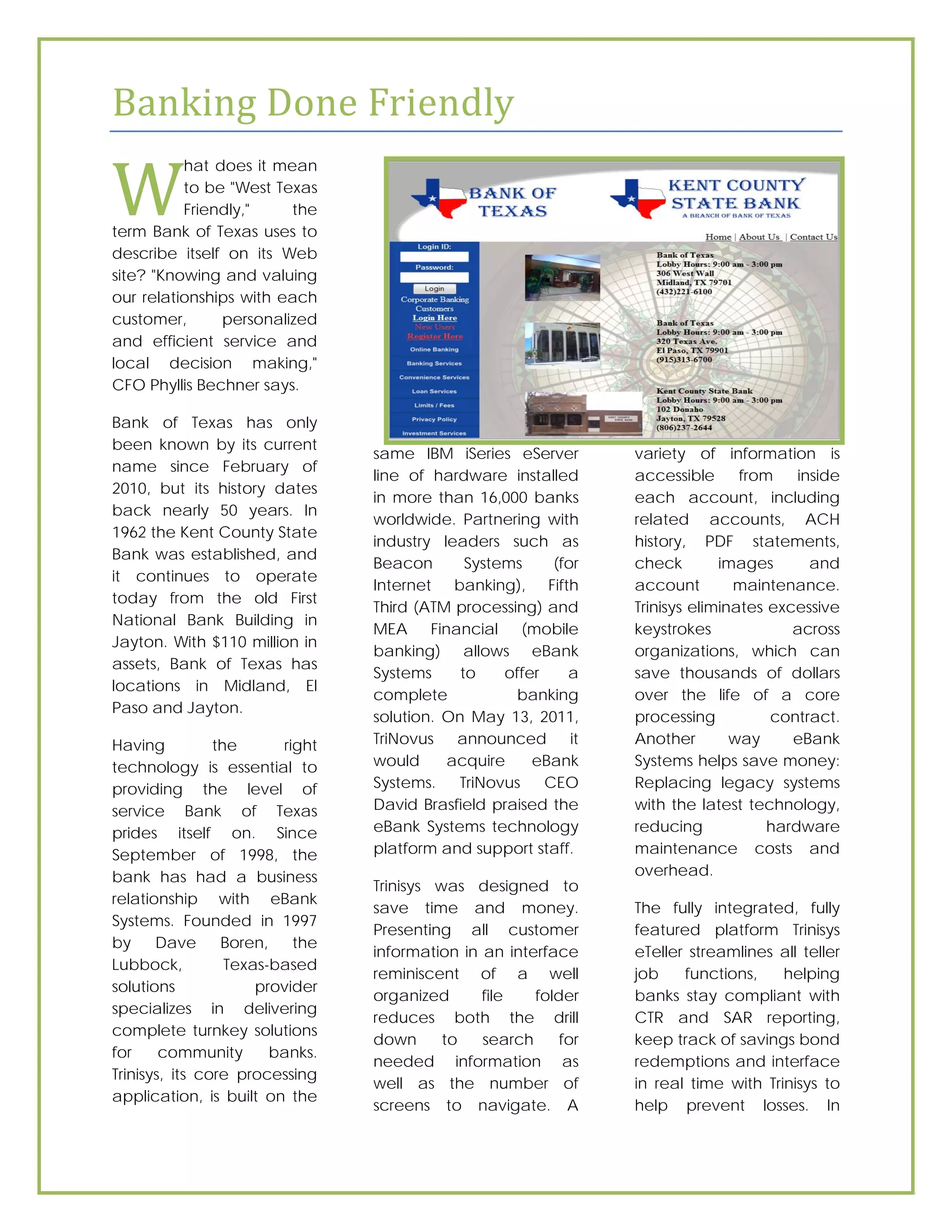 Bank of Texas article | PDF