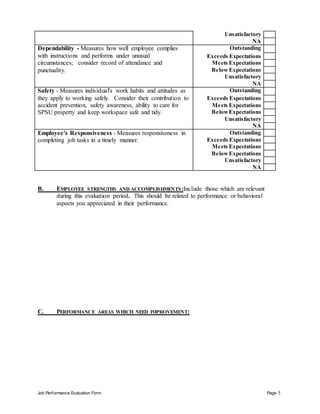 Bank operations officer performance appraisal | DOCX