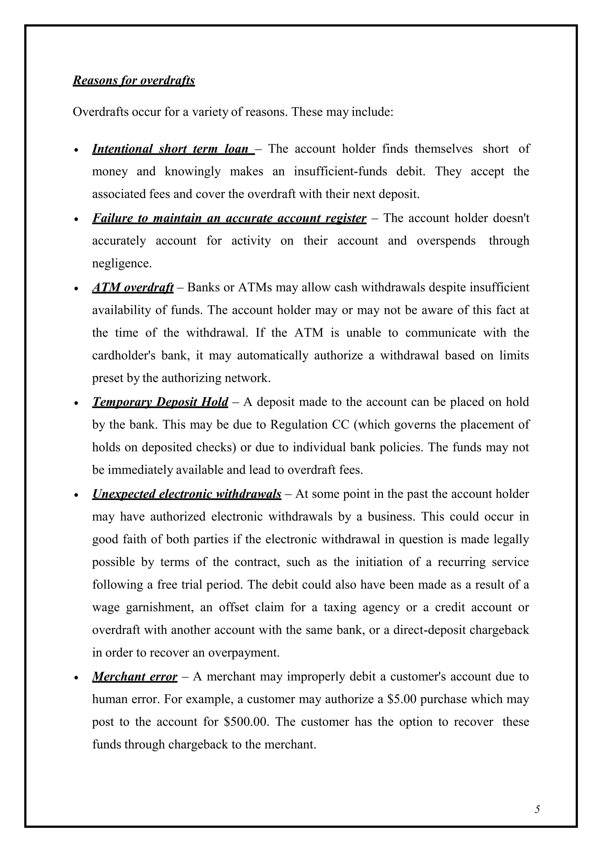 BANK OVERDRAFT | PDF