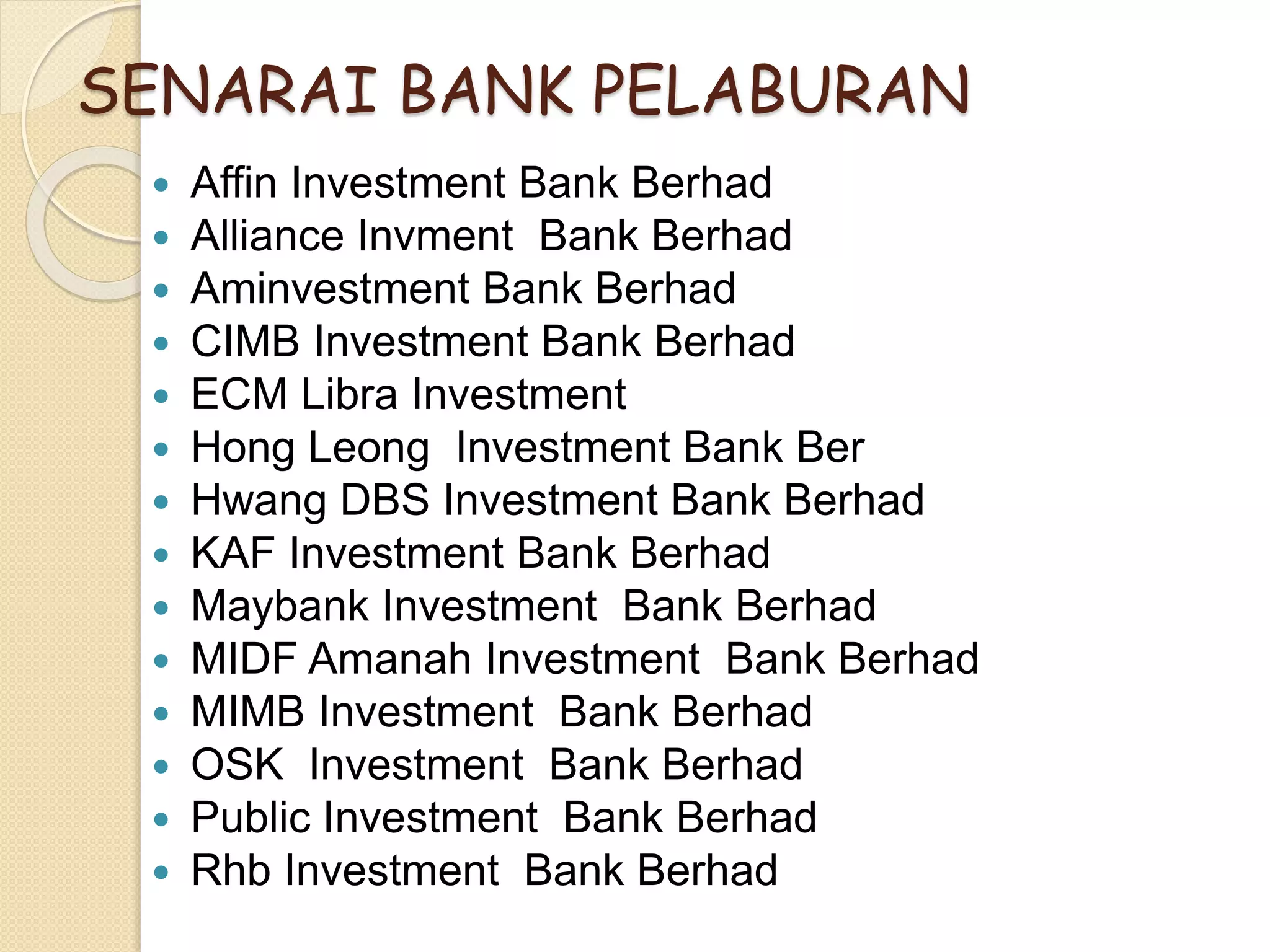 Bank pelaburan | PPTX