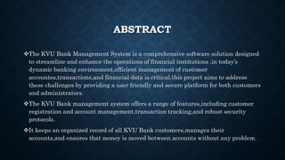 Bank management project ppt using java servlets | PPTX