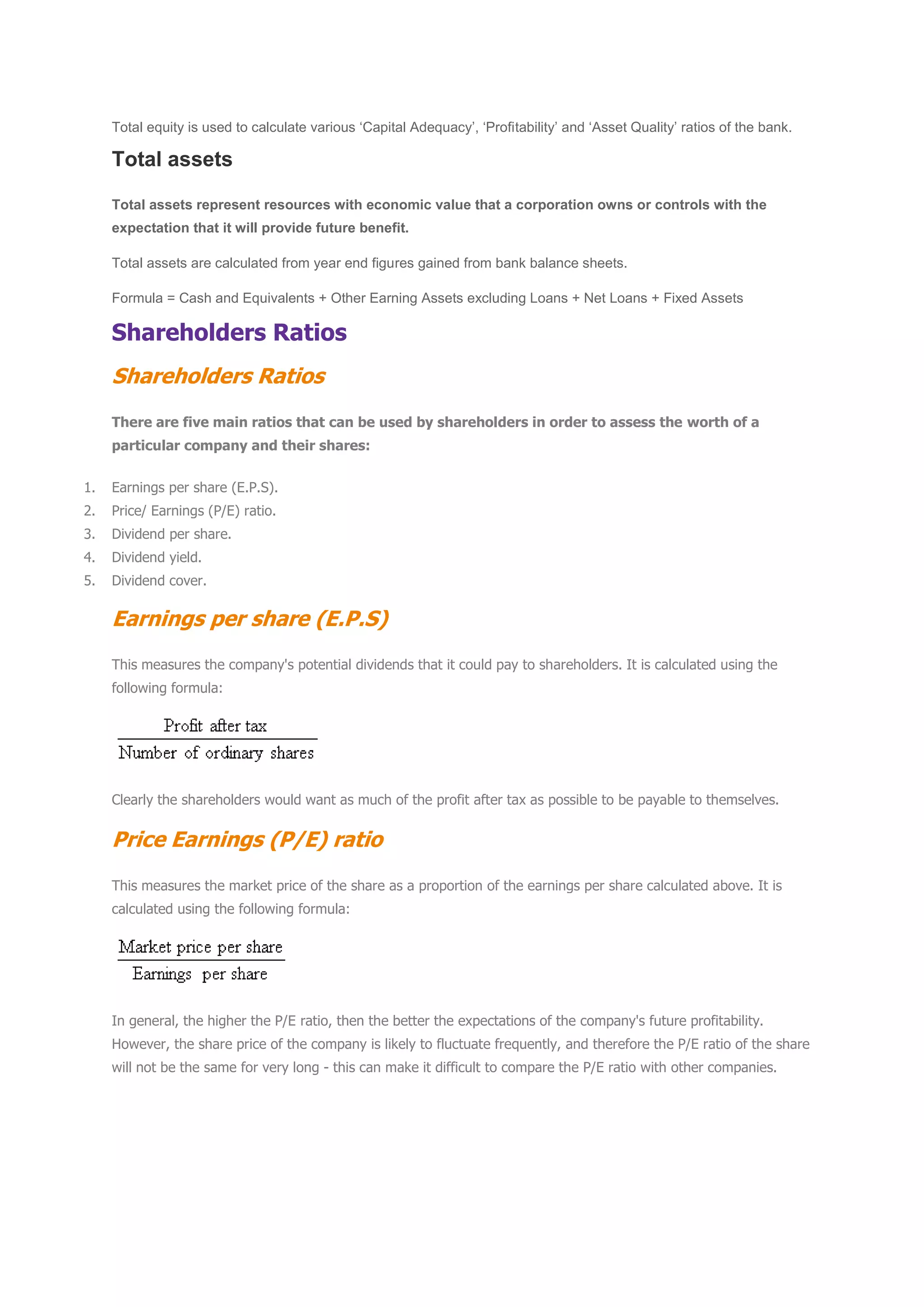 Bank ratios | DOCX