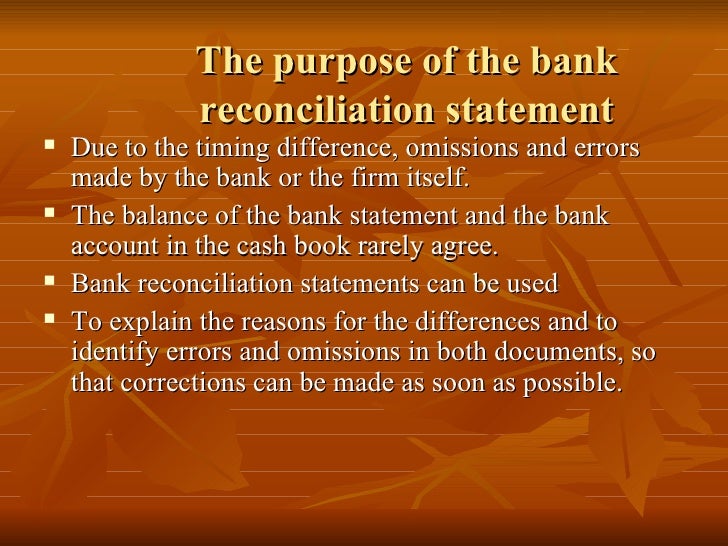 Bank Reconciliation Bank Reconciliation