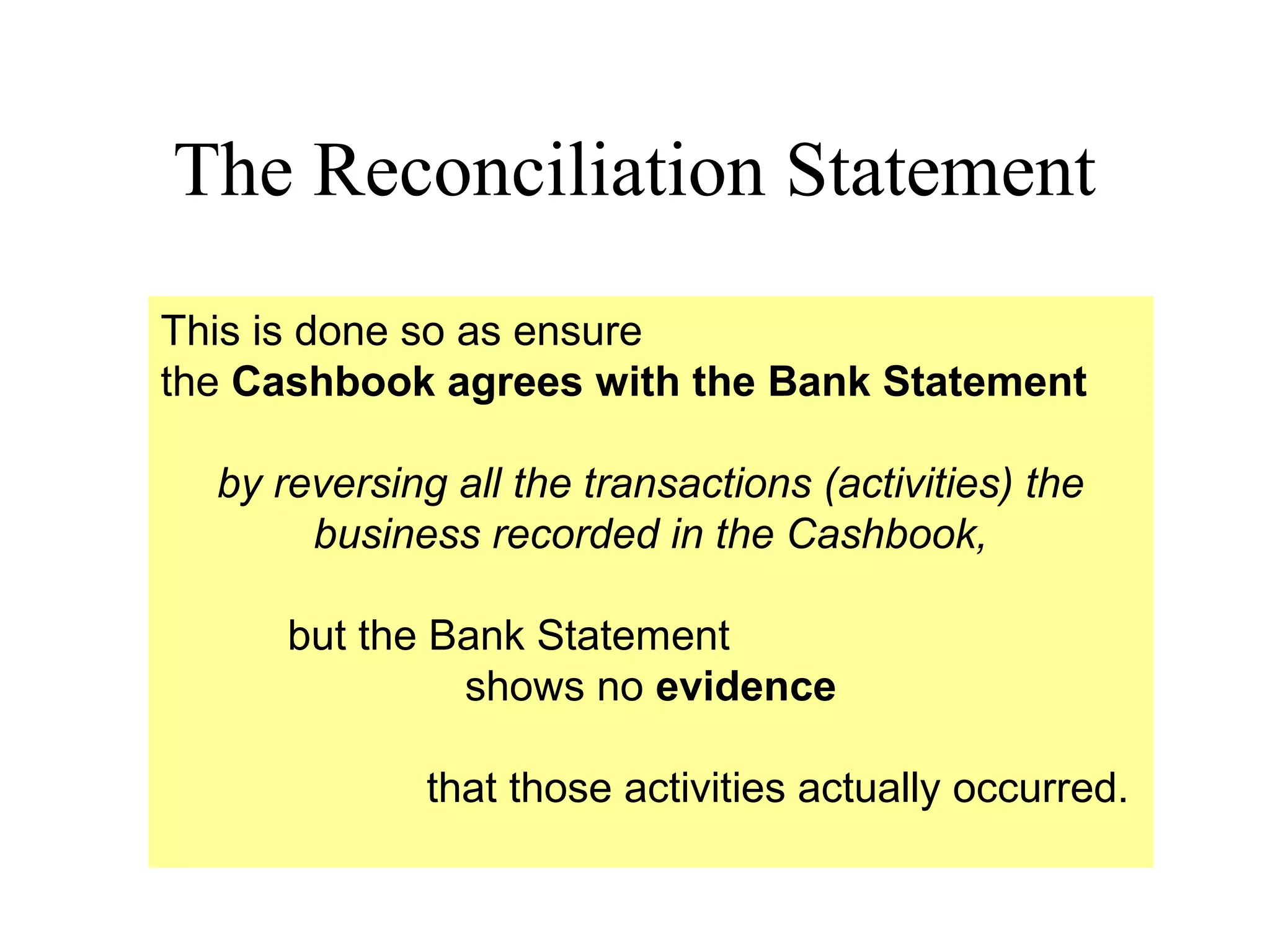 Bank reconciliation | PPT