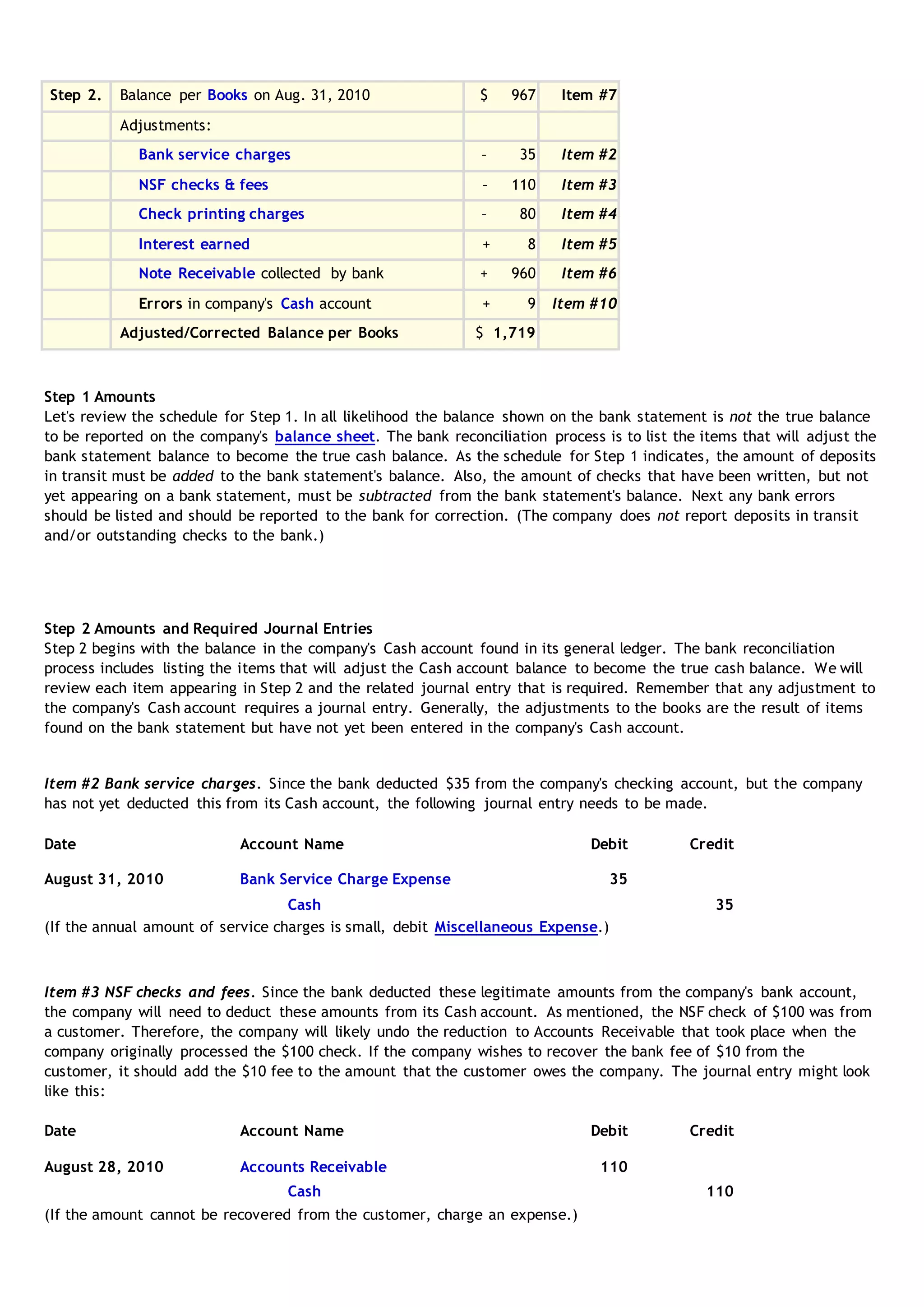 Bank Reconciliation | DOCX