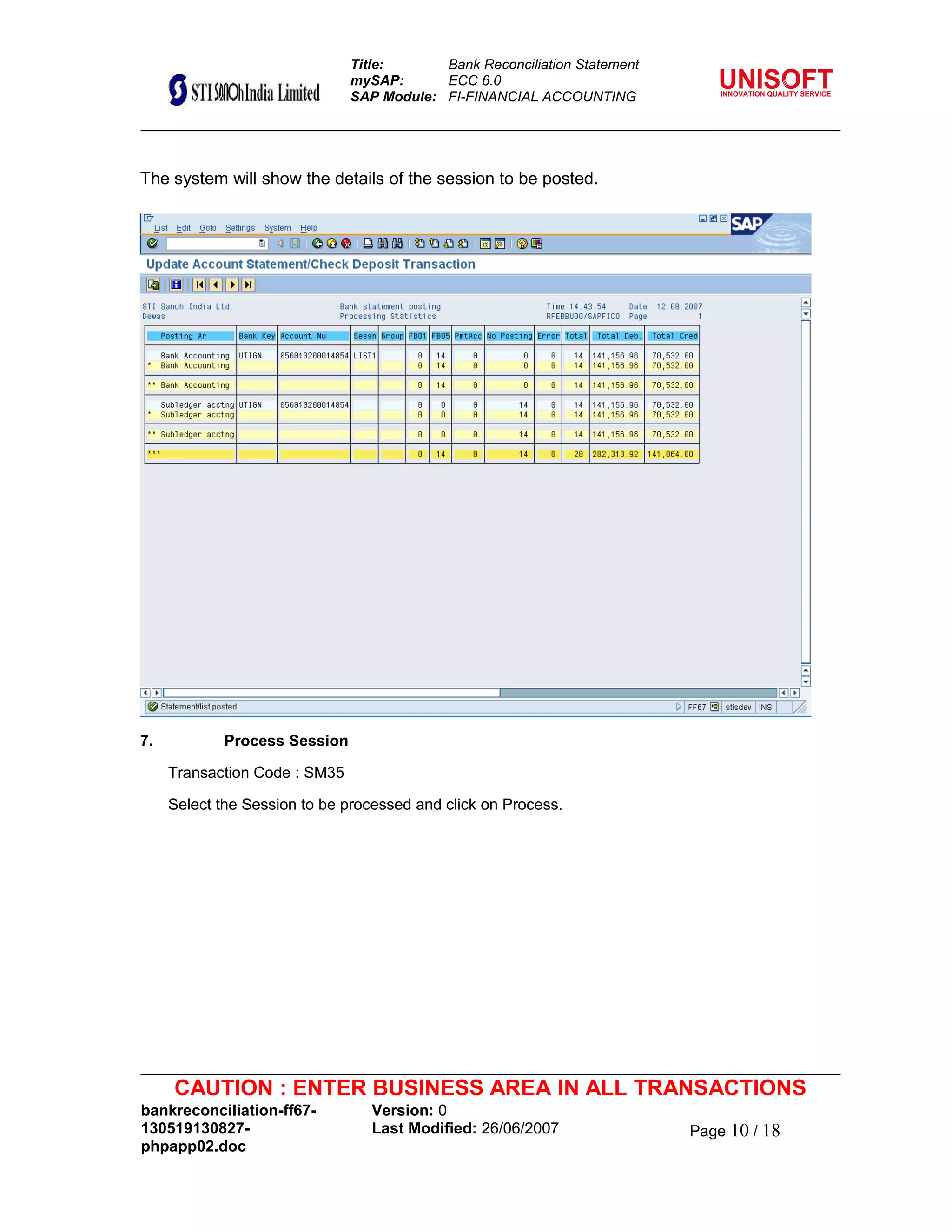 Bank reconciliation ff67 | DOC