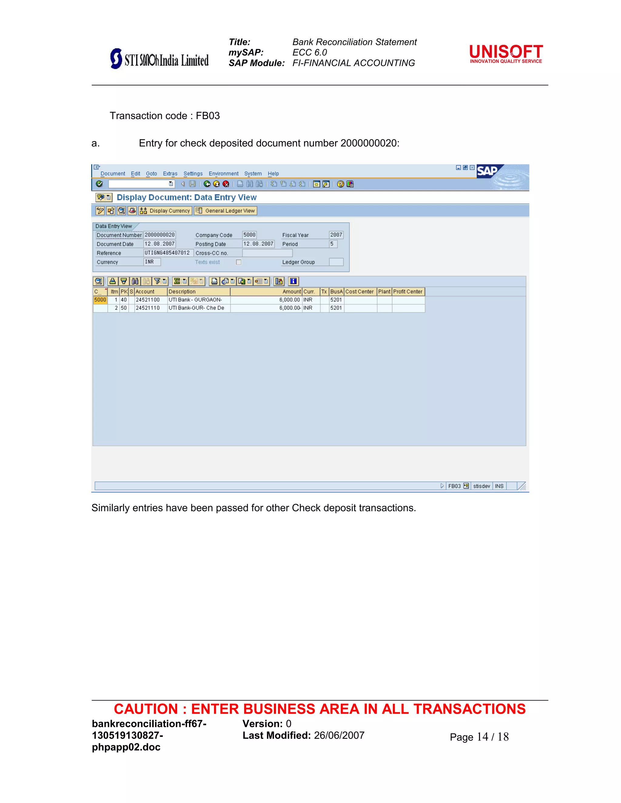 Bank reconciliation ff67 | DOC
