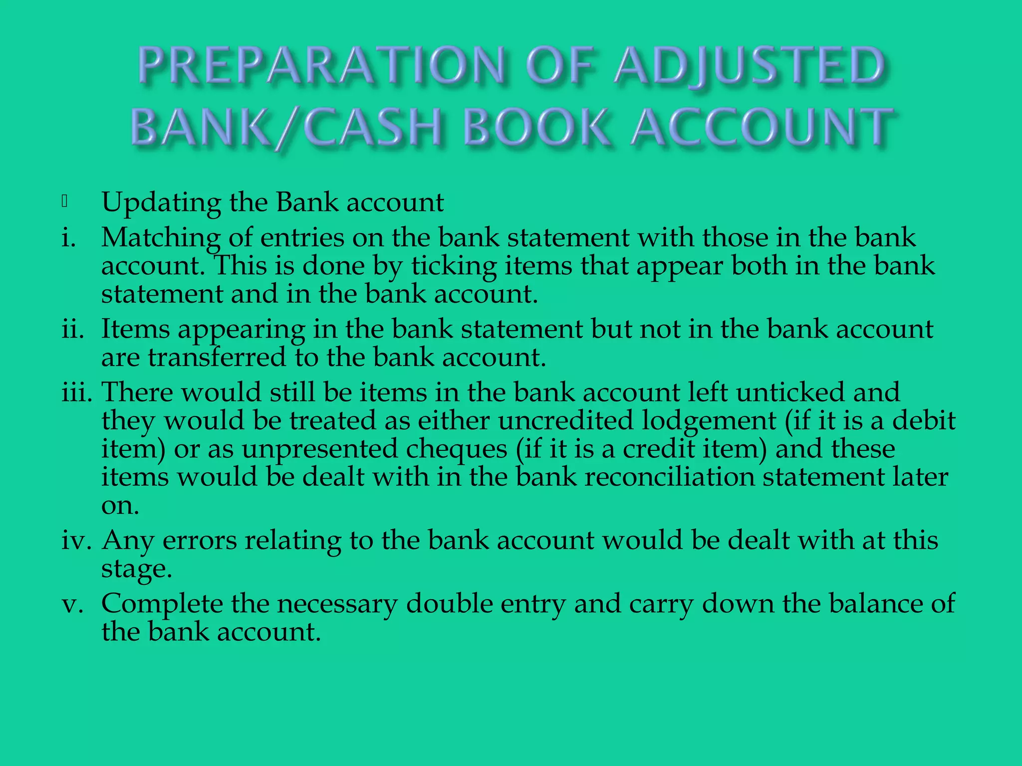 Bank Reconciliation Statement | PPT