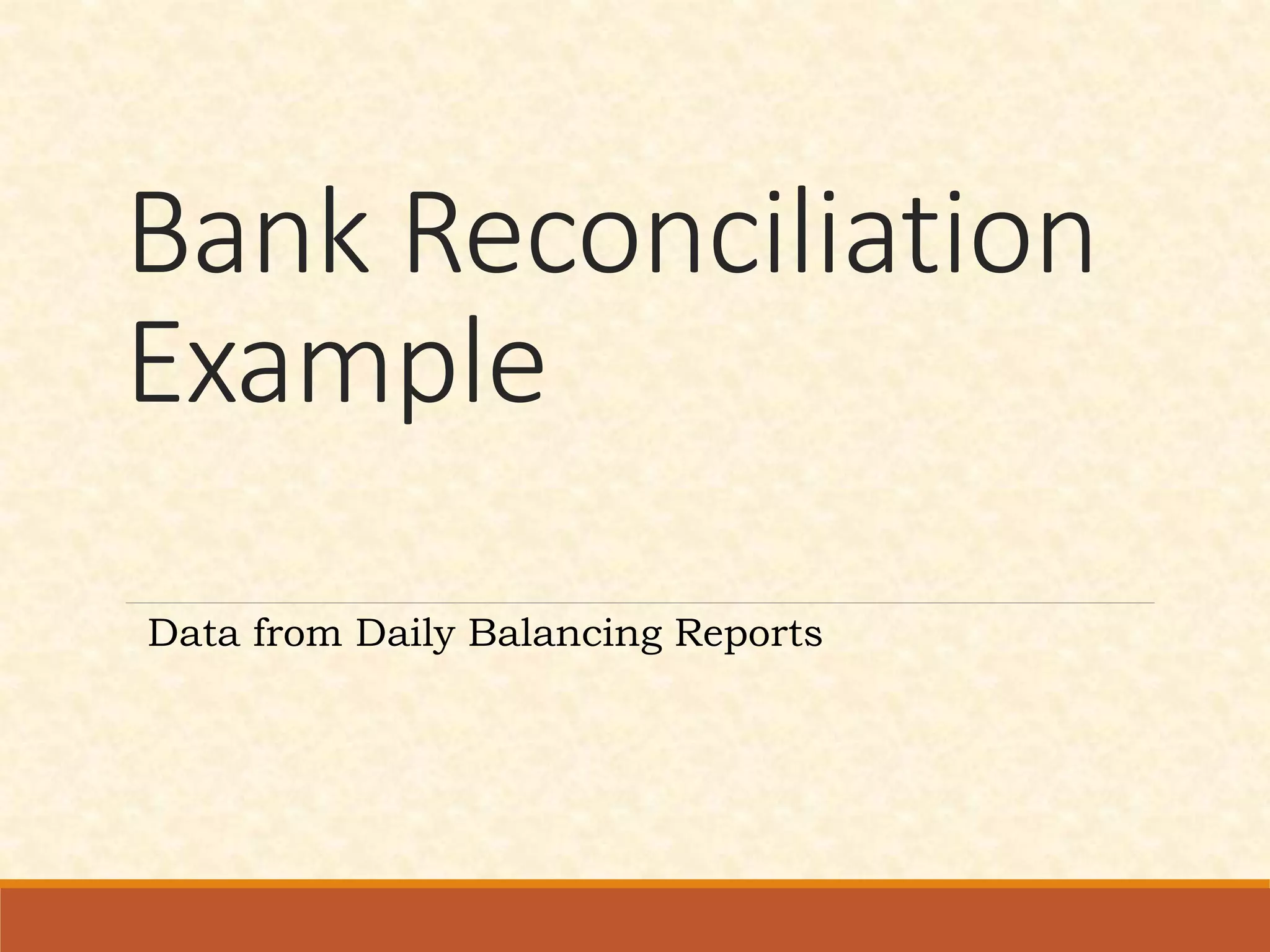 Bank reconciliation example | PPTX