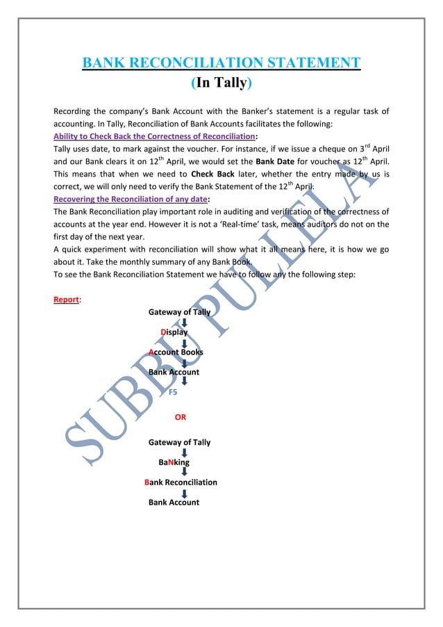 Bank reconciliation statement | PDF