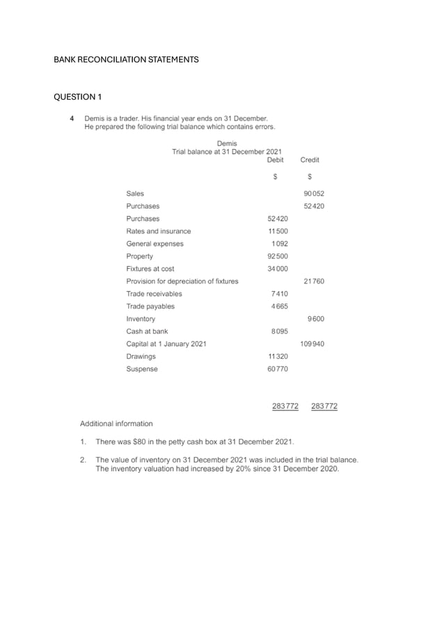 BANK RECONCILIATION STATEMENTS IGCSE ACCOUNTING.pdf | Business ...