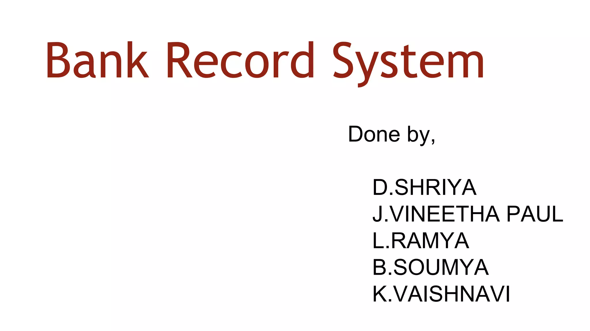 Bank record system | PDF