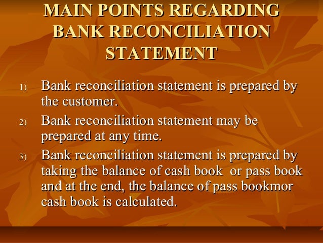 Bank reonciliation statement