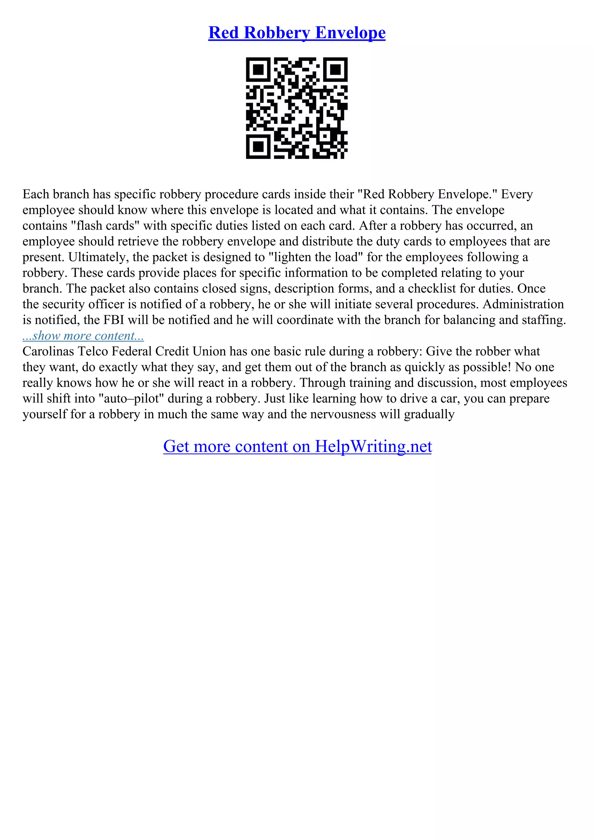 Bank Robbery Essay | PDF