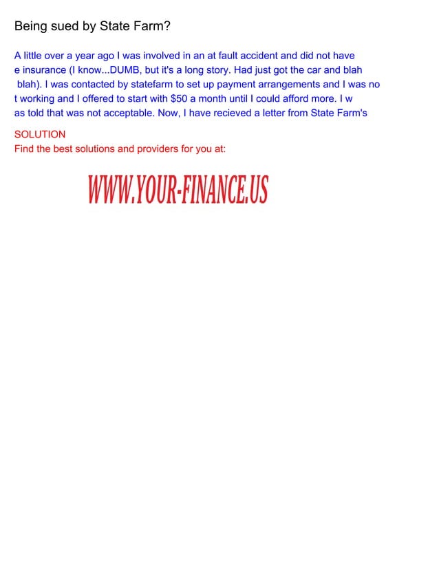 Being sued by State Farm? | PDF