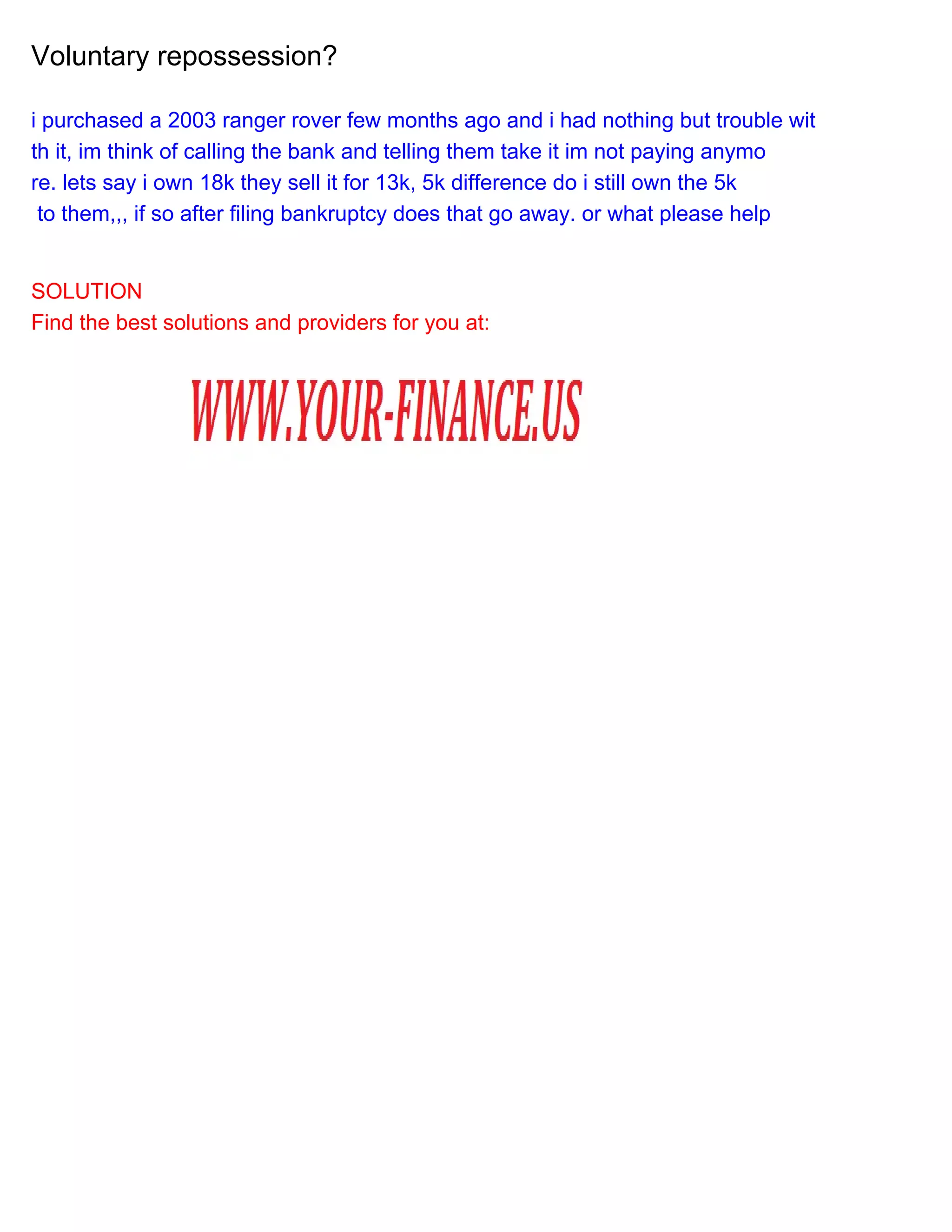 Voluntary repossession? | PDF