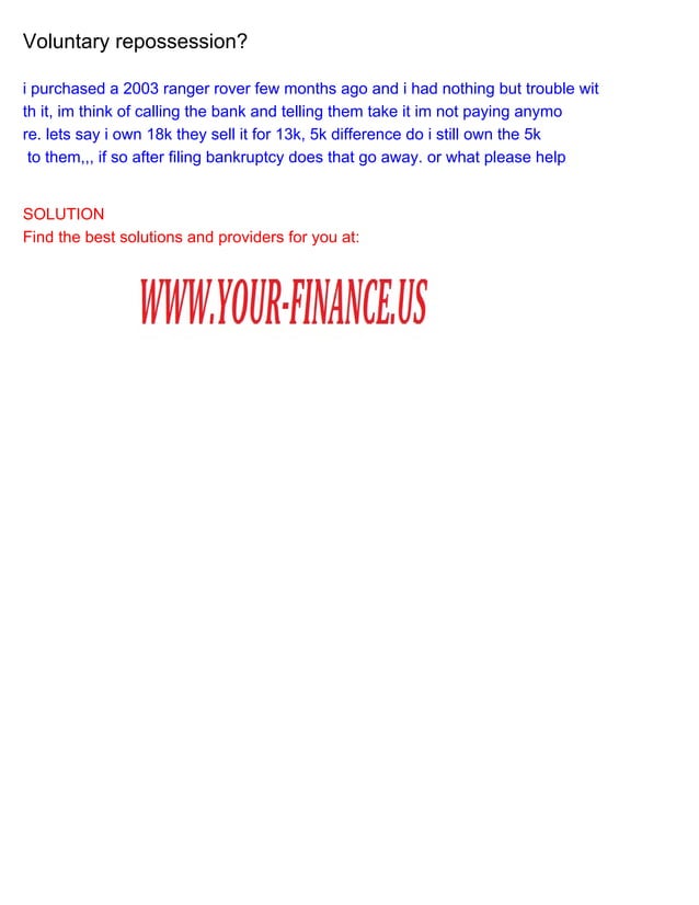Voluntary repossession? | PDF
