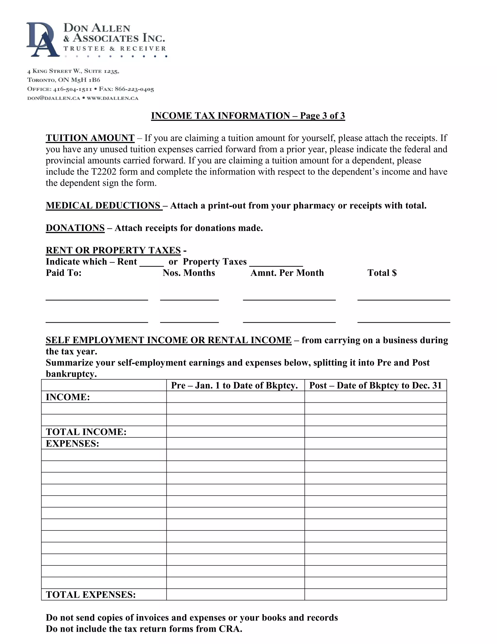 Bankruptcy income tax information | PDF