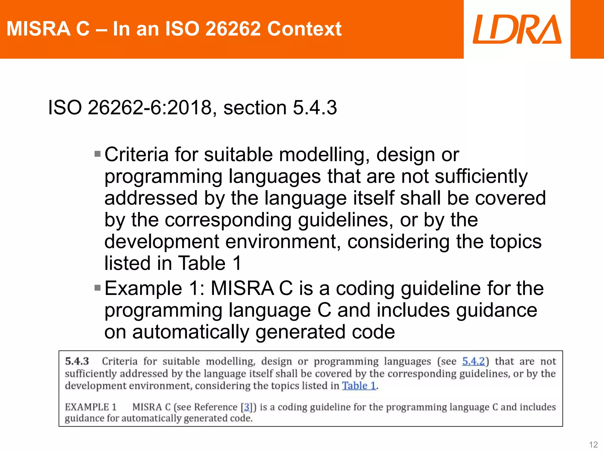 MISRA C in an ISO 26262 context | PDF