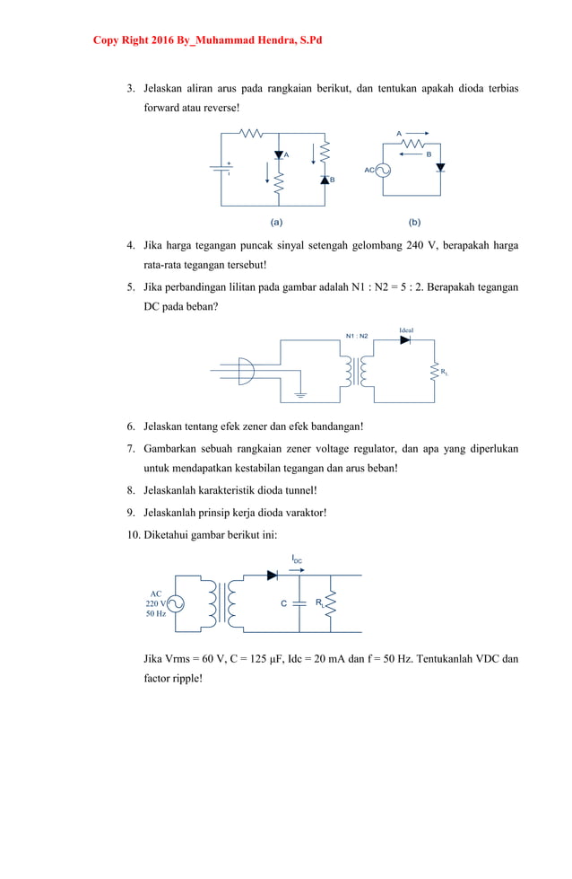 Bank Soal Materi Pelajaran Dioda | PDF
