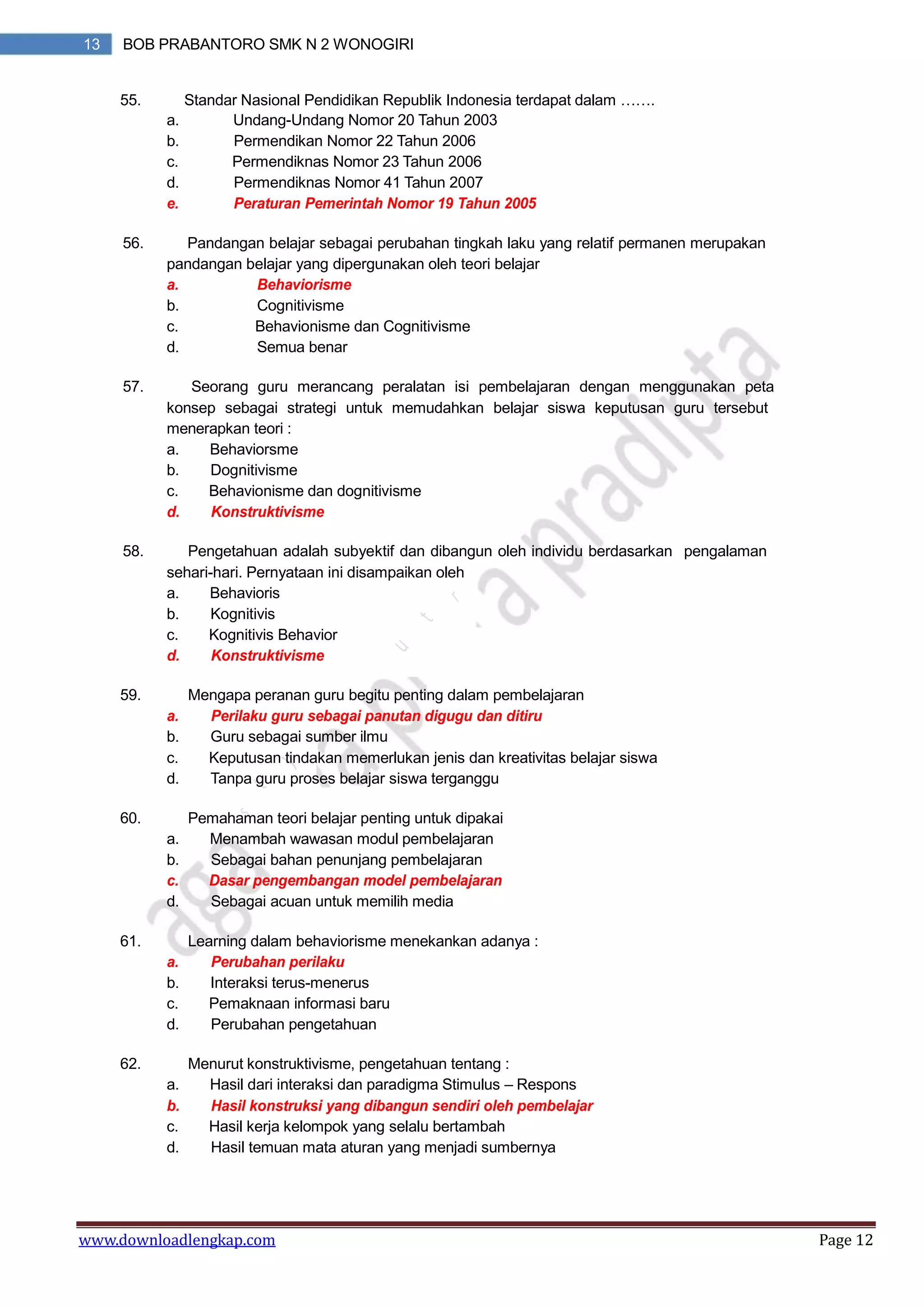 Bank soal pedagogik terbaru 175 soal-v2 | PDF