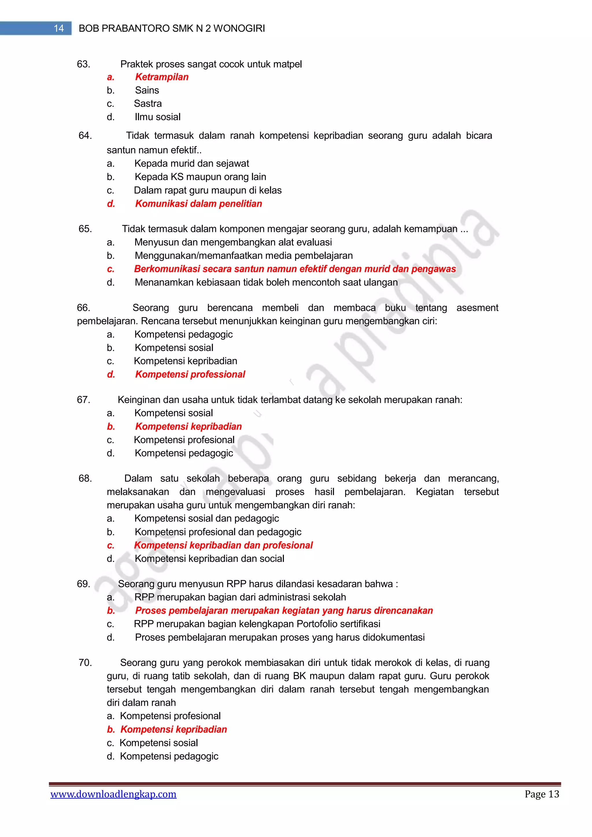 Bank soal pedagogik terbaru 175 soal-v2 | PDF