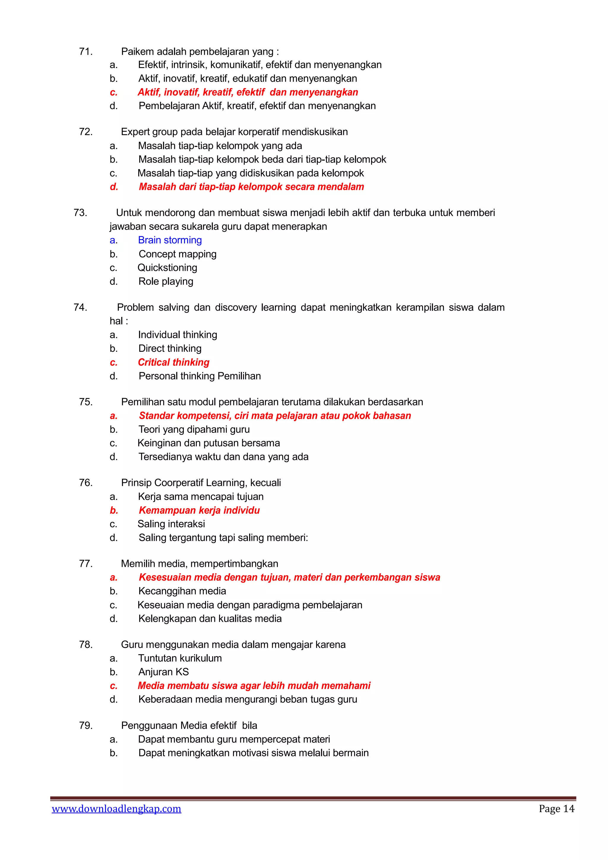 Bank soal pedagogik terbaru 175 soal-v2 | PDF