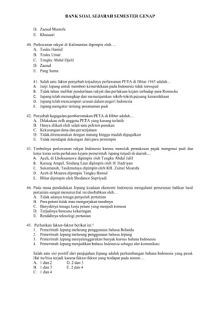 Bank soal sejarah xi genap | DOC