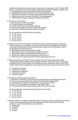 Soal PAT Sosiologi Kelas 10 Beserta Kunci Jawaban (K-2013) Tahun 2017 | PDF