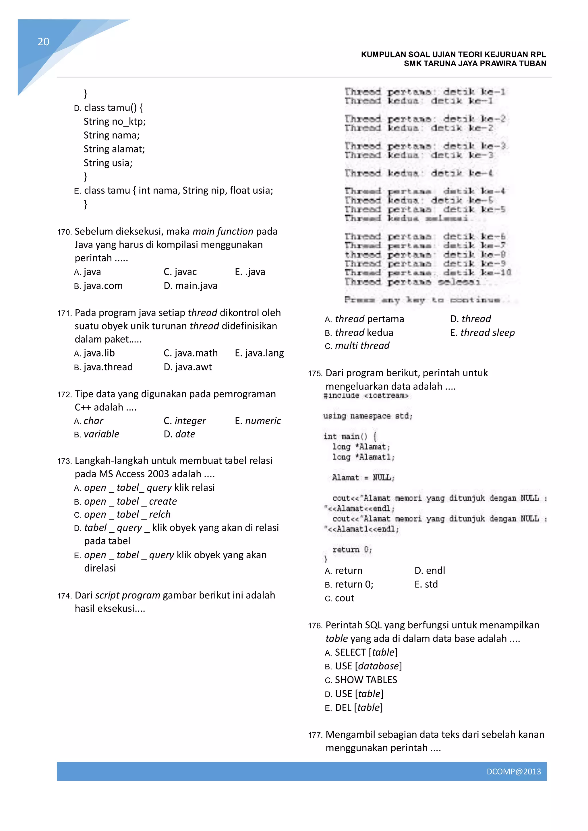 Bank Soal UNAS RPL | PDF