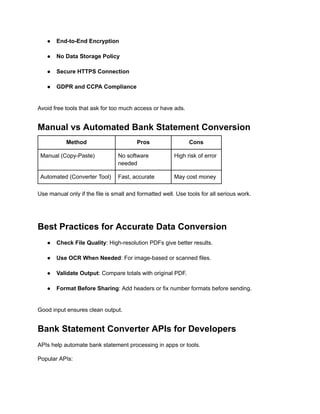 Bank Statement Converter – Complete User Guide | PDF