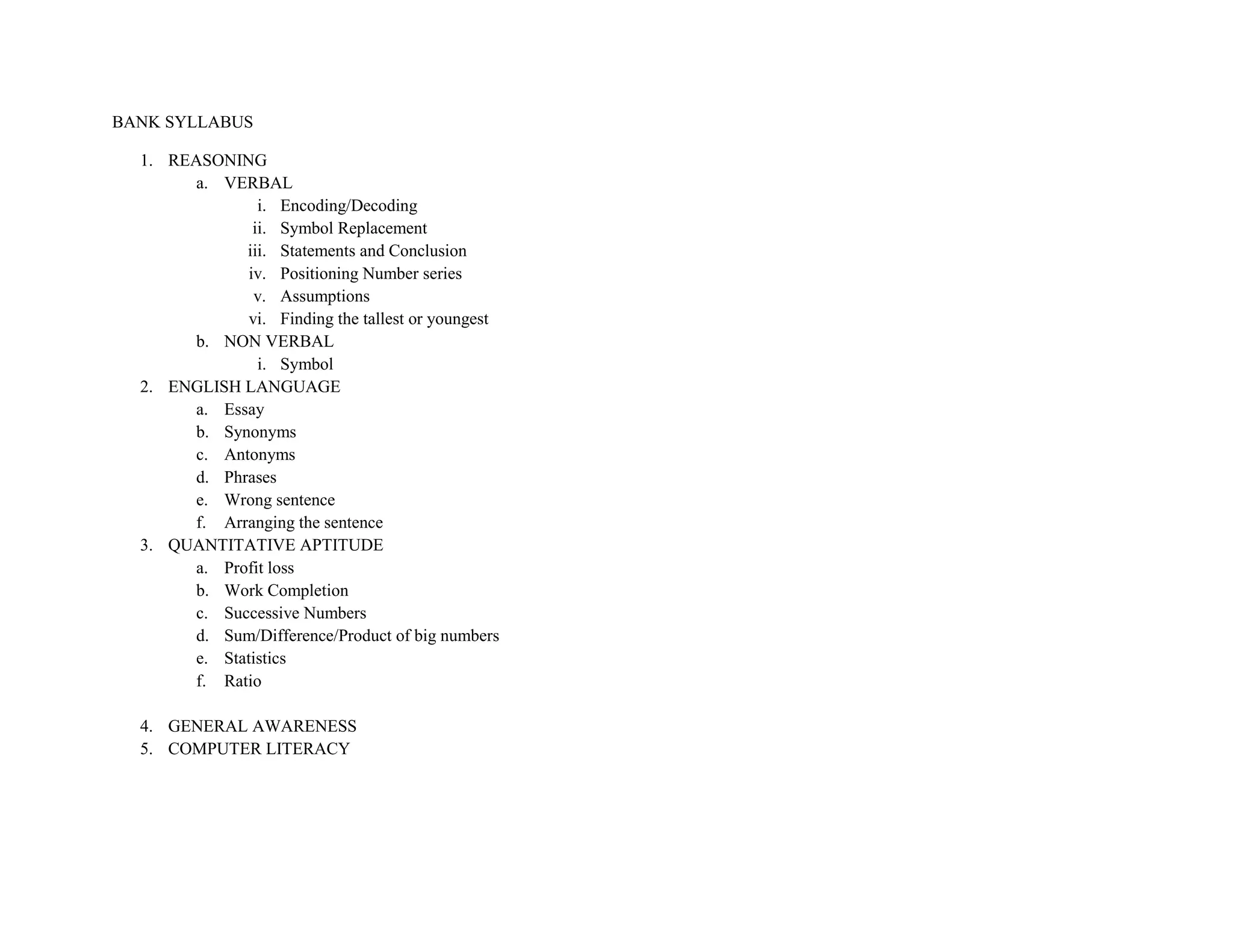 Bank syllabus and plan chart | PPT