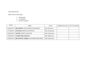 Bank syllabus and plan chart | PPT