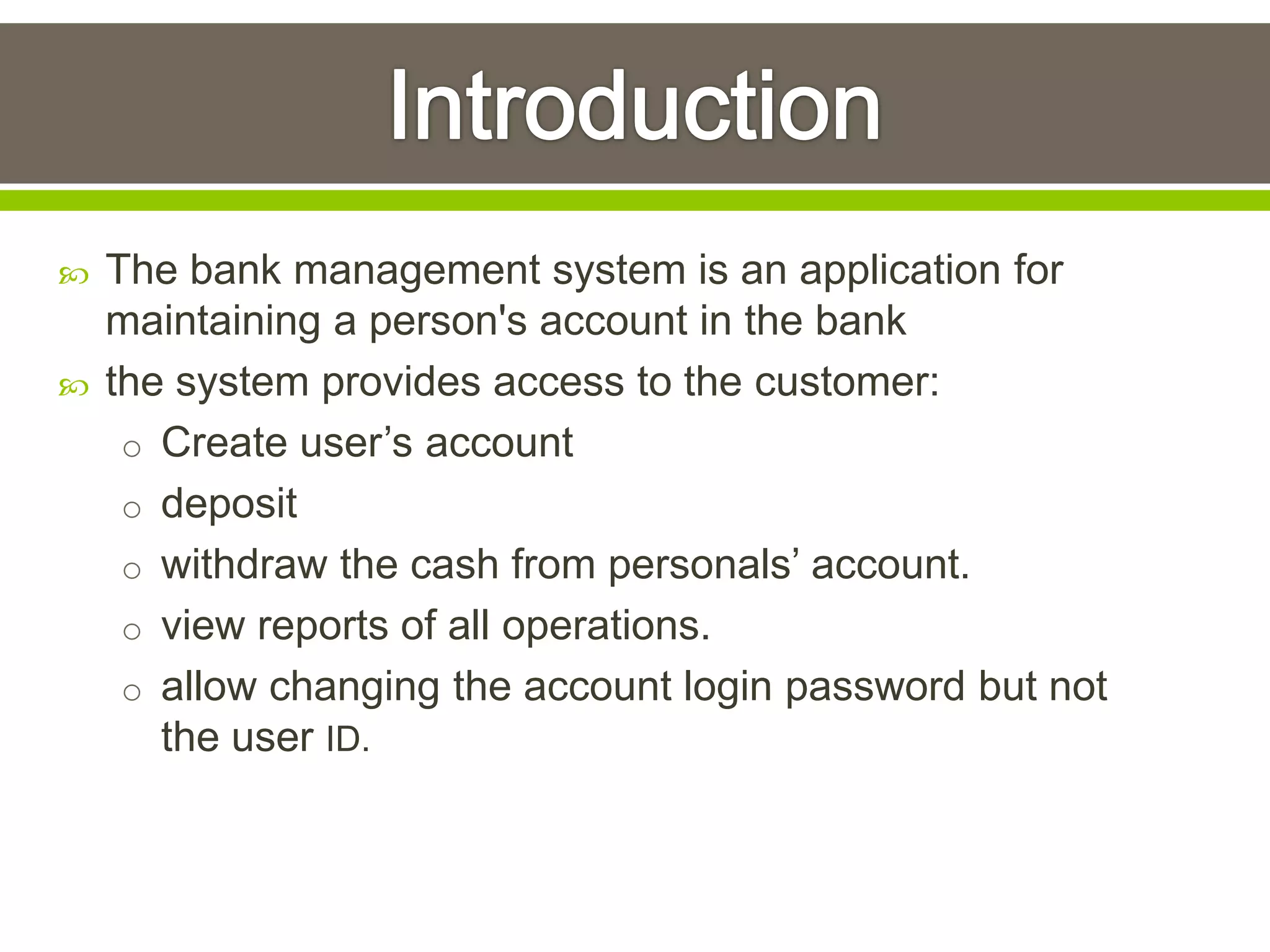 Bank system presentation | PPTX