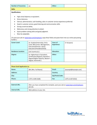 Bank Teller Job Description Template by Bayt.com