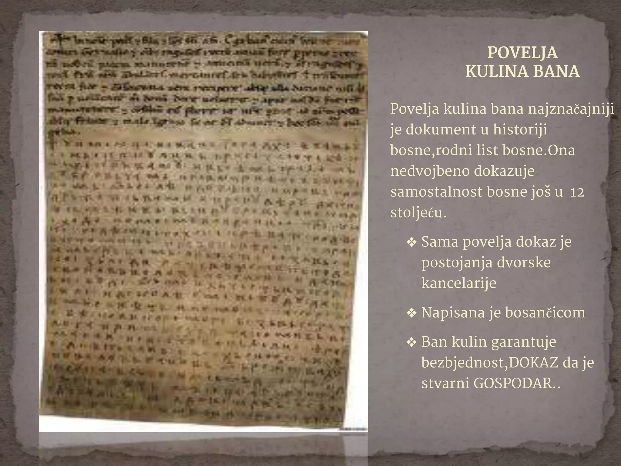 BAN KULIN I POVELJA | PPTX