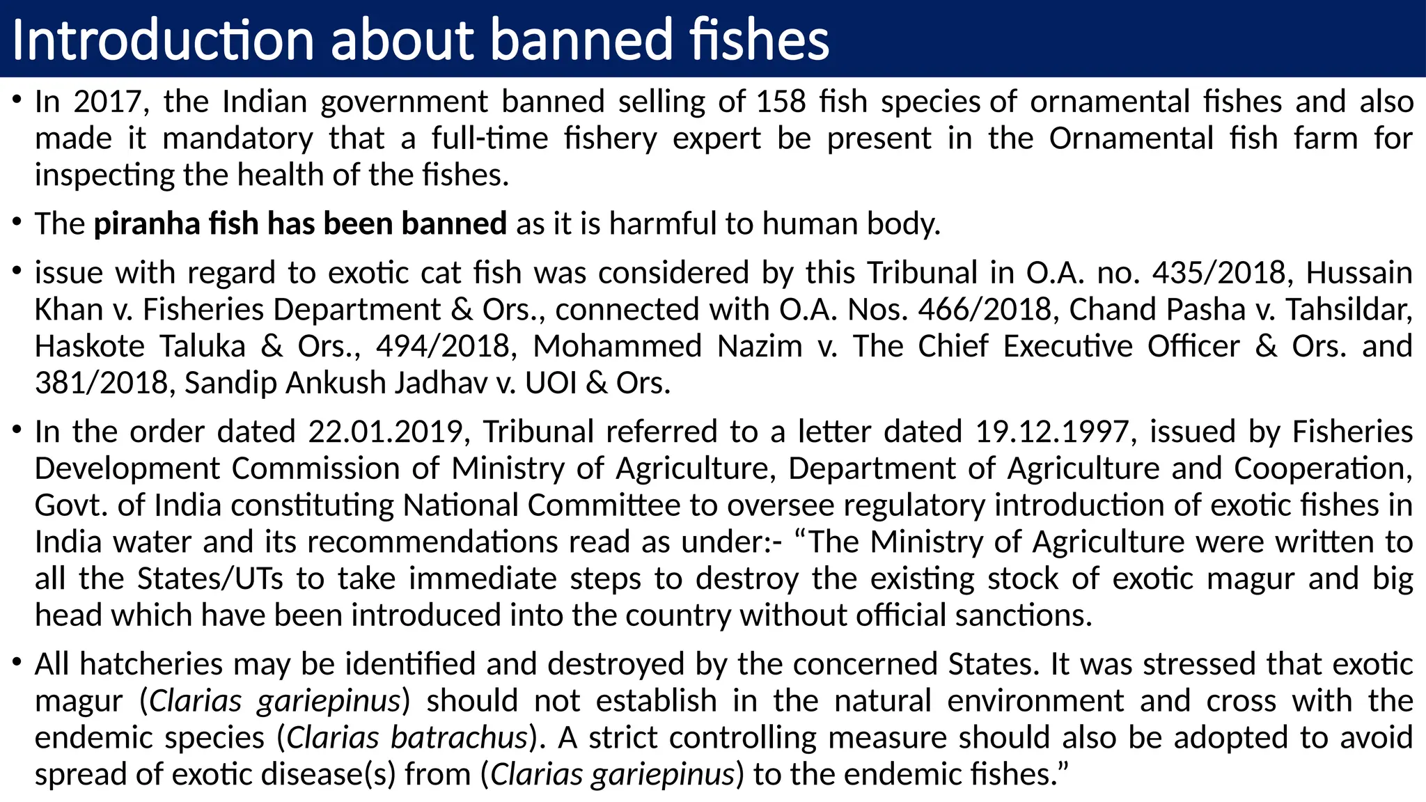 Banned fishes and fisheries regulations in India By B | PPTX