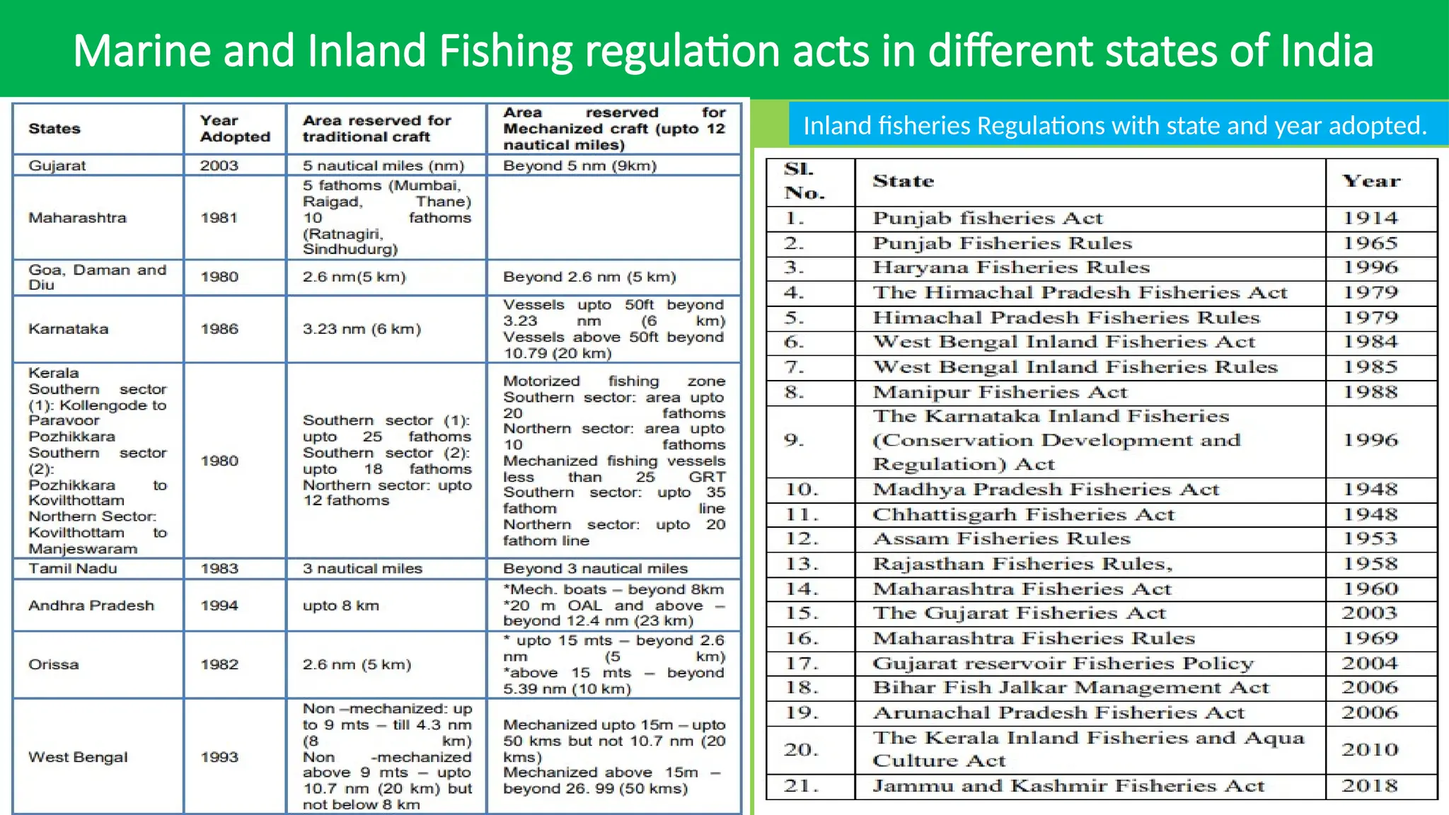 Banned fishes and fisheries regulations in India By B | PPTX