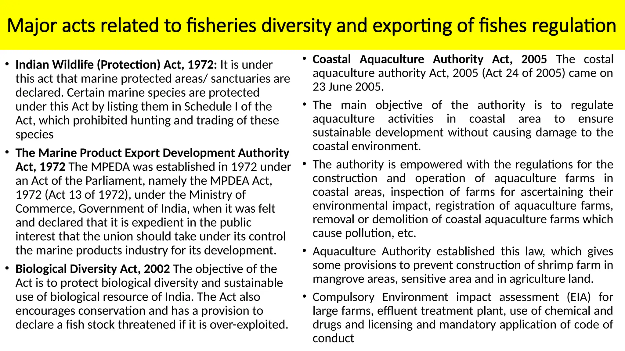 Banned fishes and fisheries regulations in India By B | PPTX