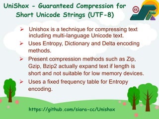 Unishox - Guaranteed compression for Strings | PPT
