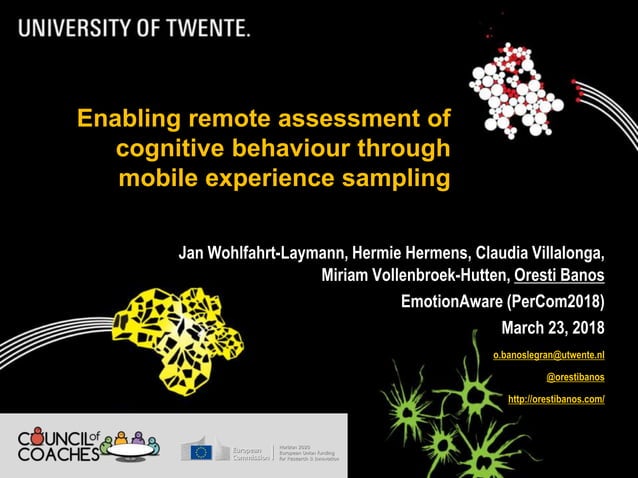 Enabling remote assessment of cognitive behaviour through mobile ...