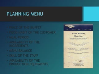 BUFFET SERVICE (HOTEL MANAGEMENT ) | PPT